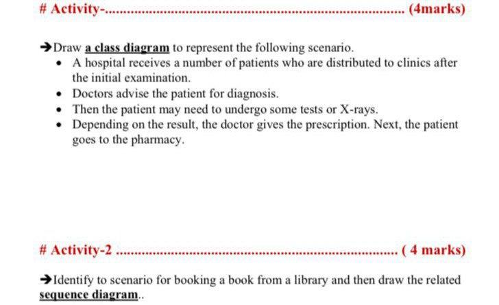# Activity-.. .... (4marks) Draw a class diagram to | Chegg.com