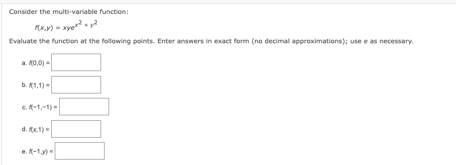 Solved Consider the multi-variable function: F(x,y) = xyex2 | Chegg.com