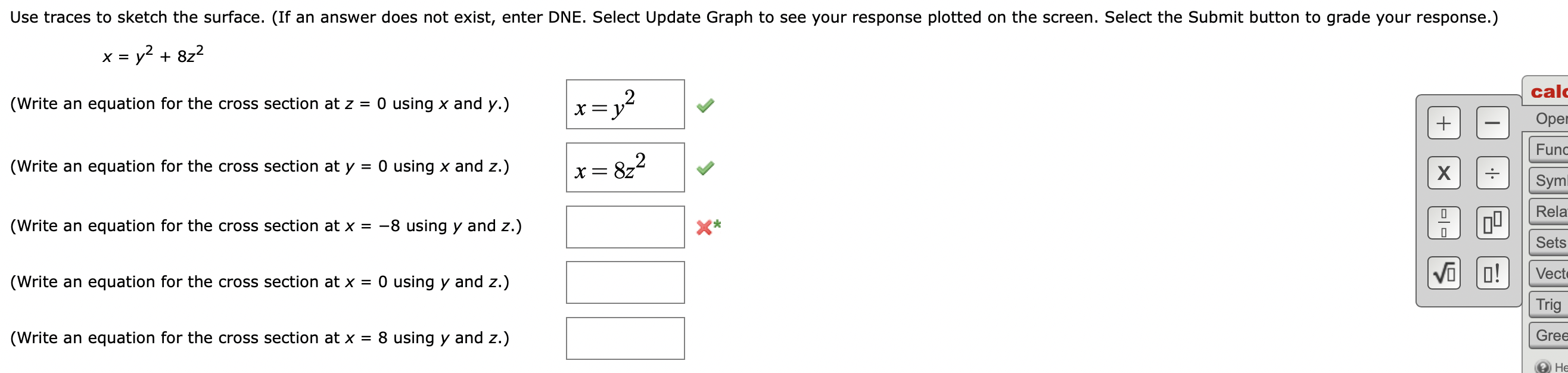 Solved Use traces to sketch the surface. (If an answer does | Chegg.com