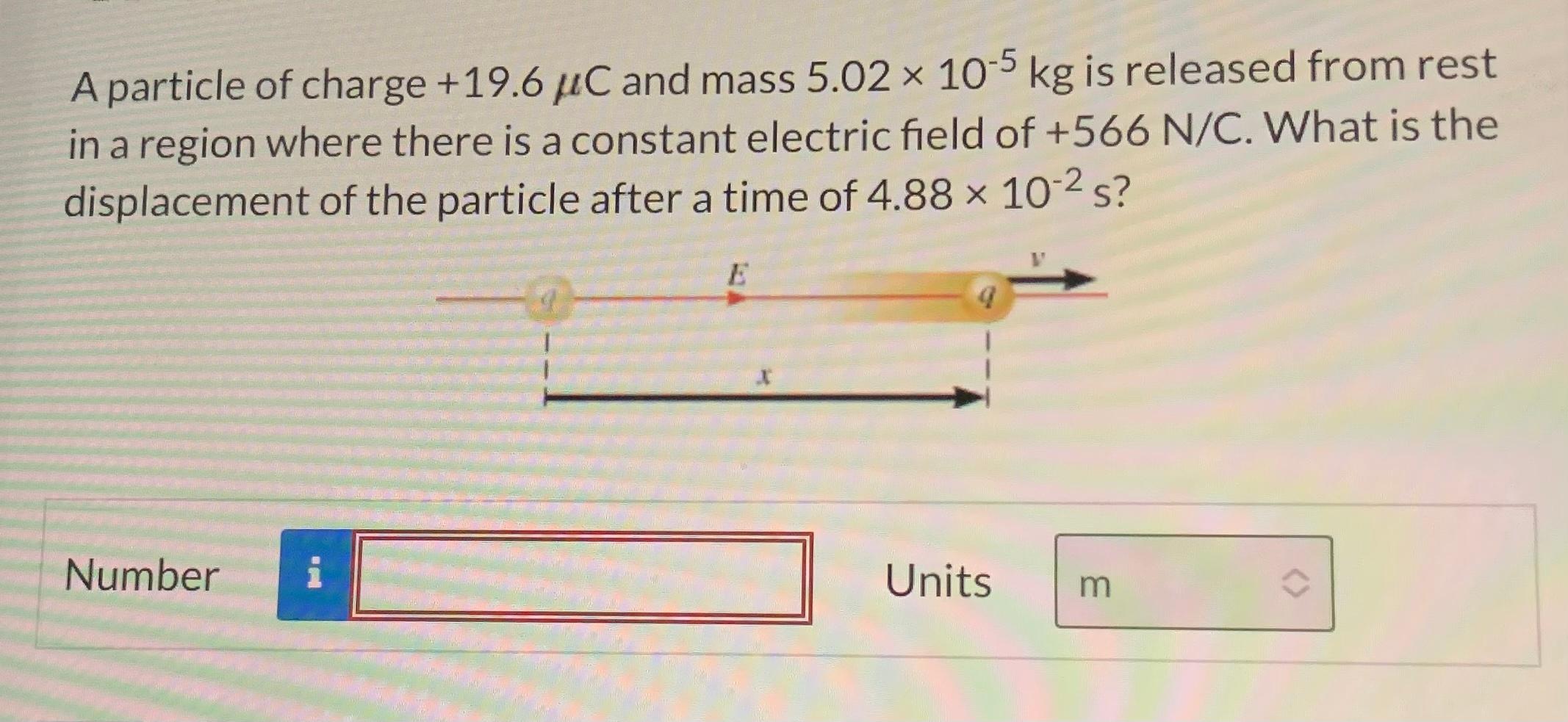 Solved A particle of charge +19.6μC and mass 5.02×10−5 kg is | Chegg.com