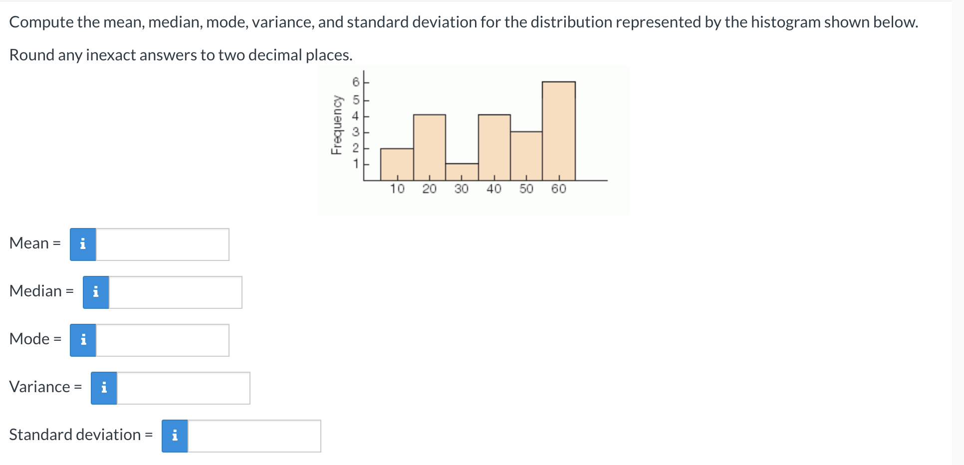 Solved Compute the mean, median, mode, variance, and | Chegg.com