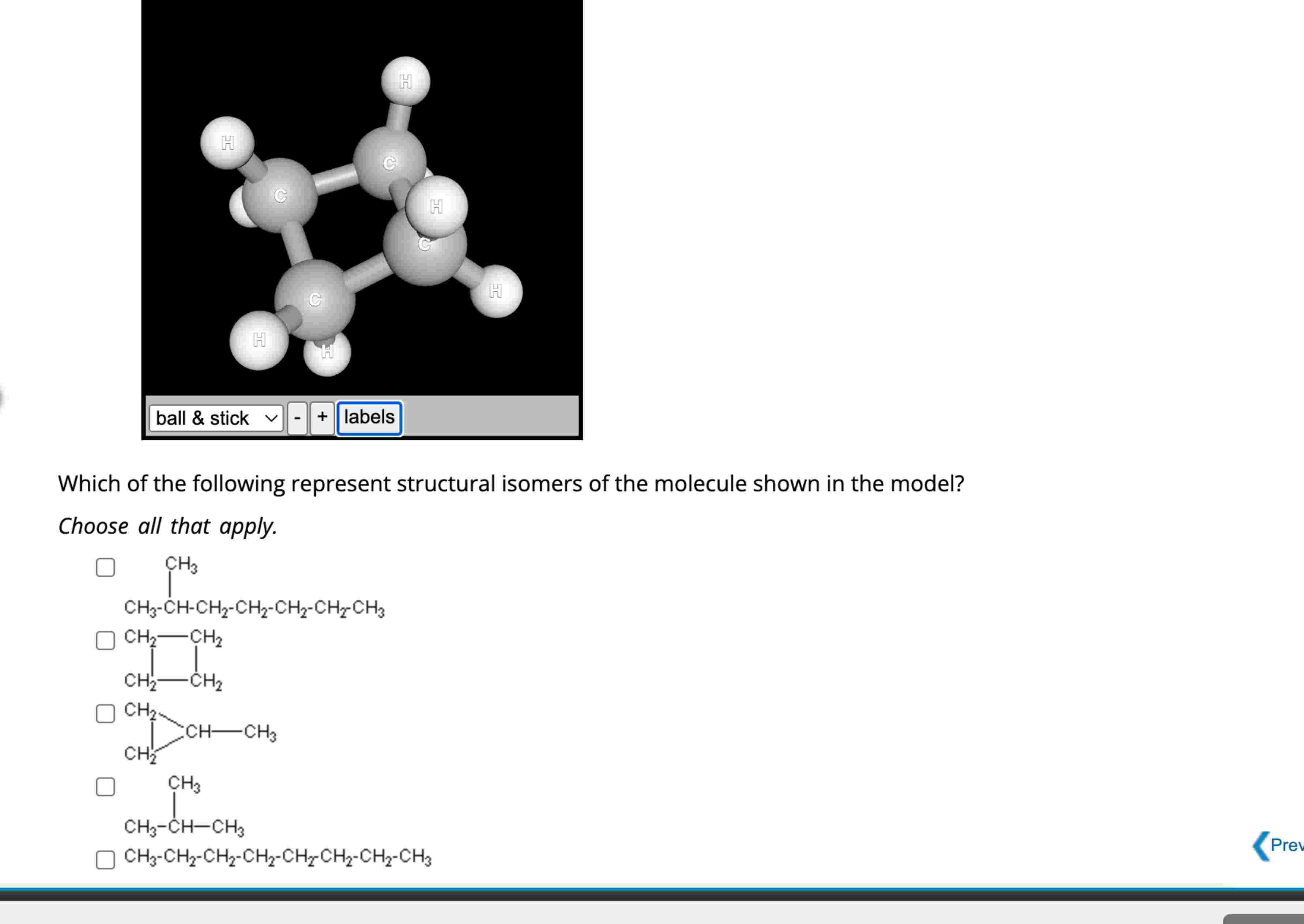 Solved A model of ﻿a cycloalkane appears in ﻿the window | Chegg.com
