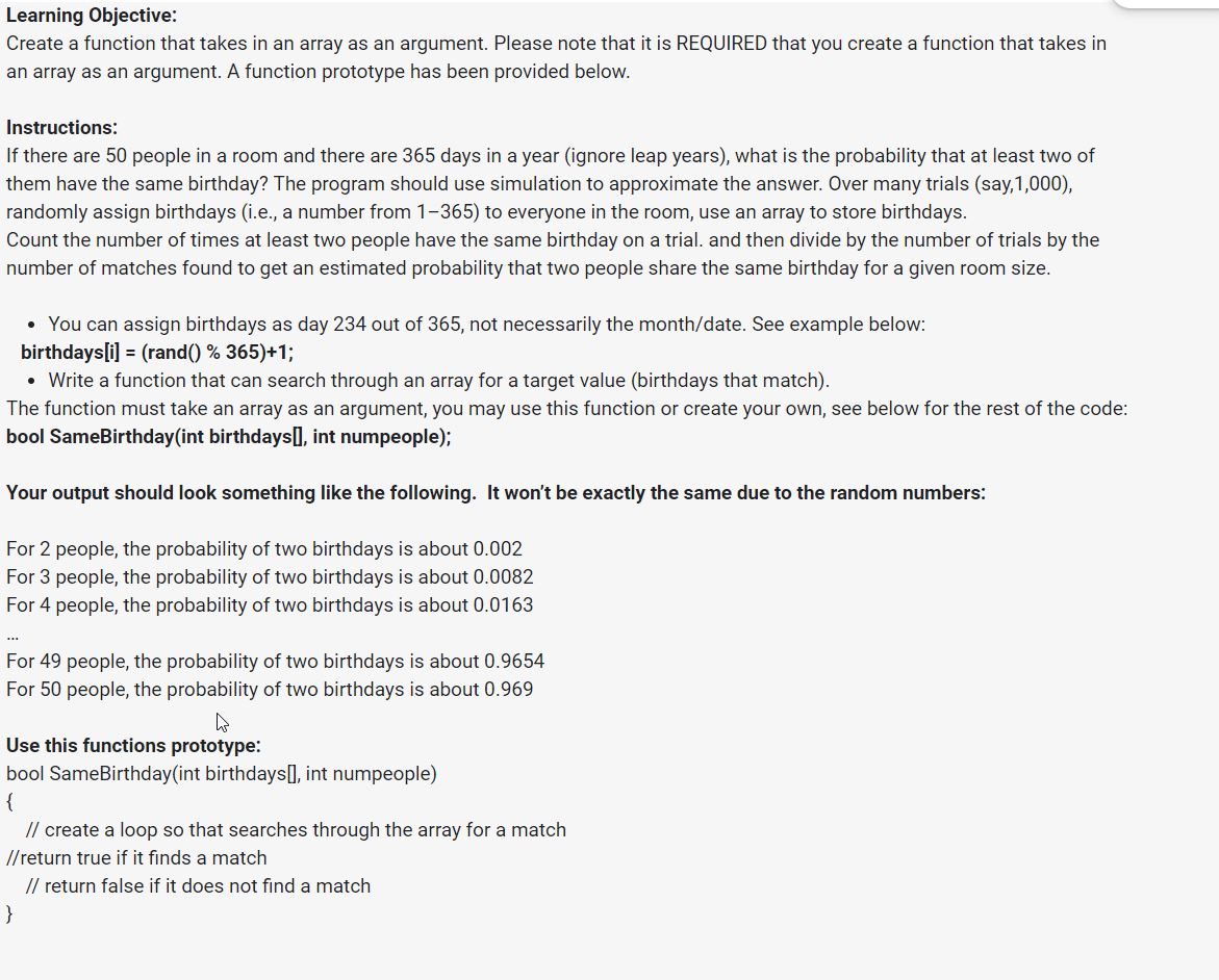 Solved Learning Objective: Create a function that takes in | Chegg.com