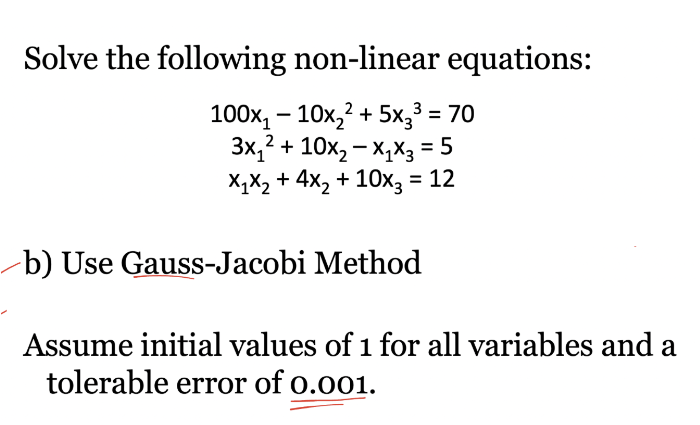 Solved Solve the following non-linear equations: | Chegg.com