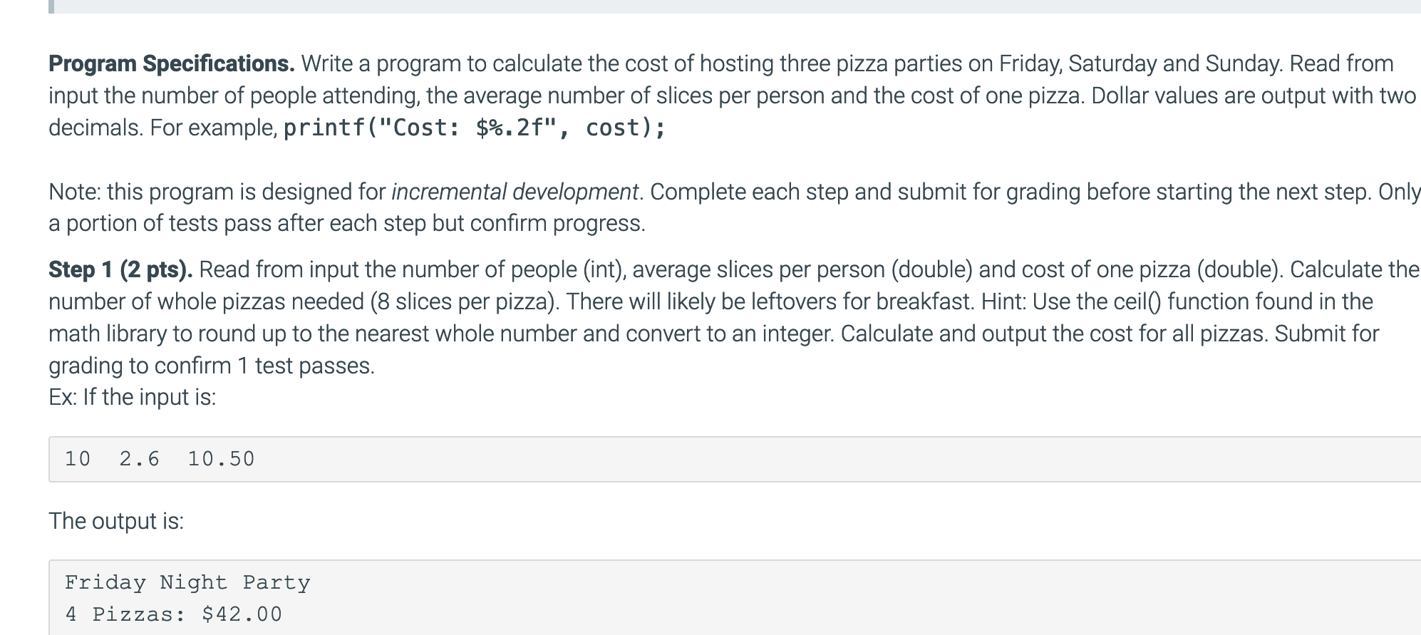 Solved Program Specifications. Write a program to calculate | Chegg.com