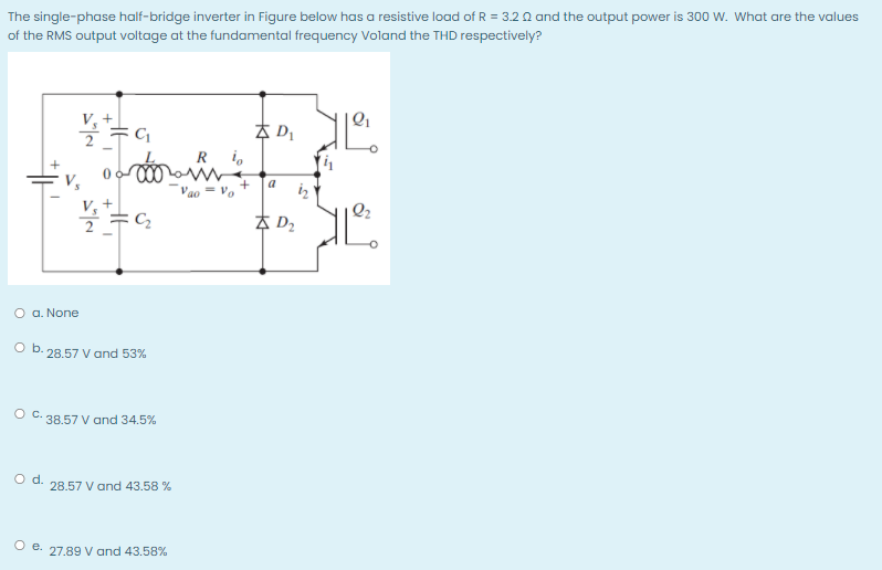 Solved The single-phase half-bridge inverter in Figure below | Chegg.com