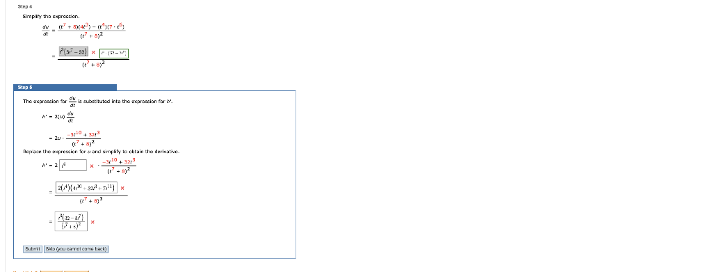Solved parts are Tutorial Exercise Find the derivative of | Chegg.com