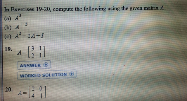 Solved In Exercises 19-20, compute the following using the | Chegg.com