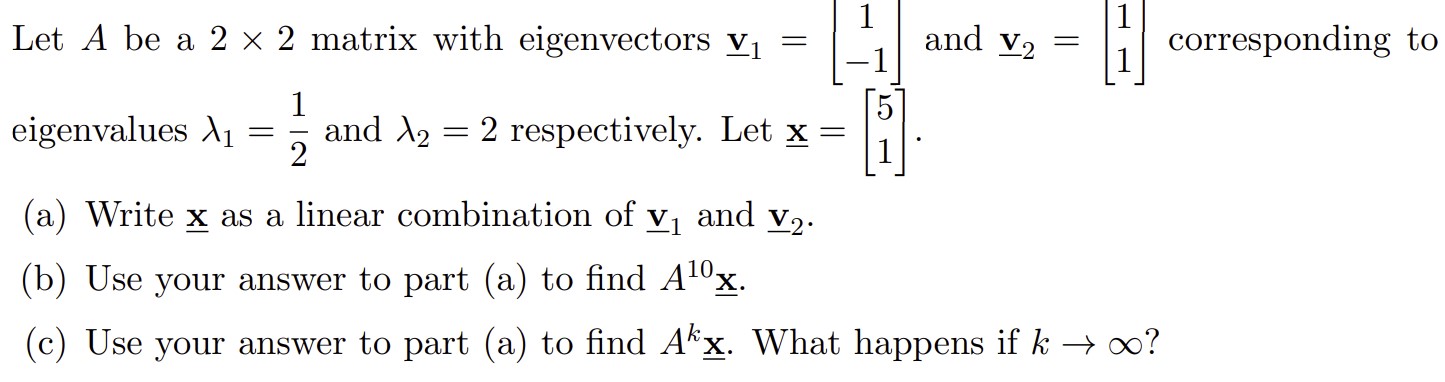 Solved Let \\( A \\) be a \\( 2 \\times 2 \\) matrix with | Chegg.com