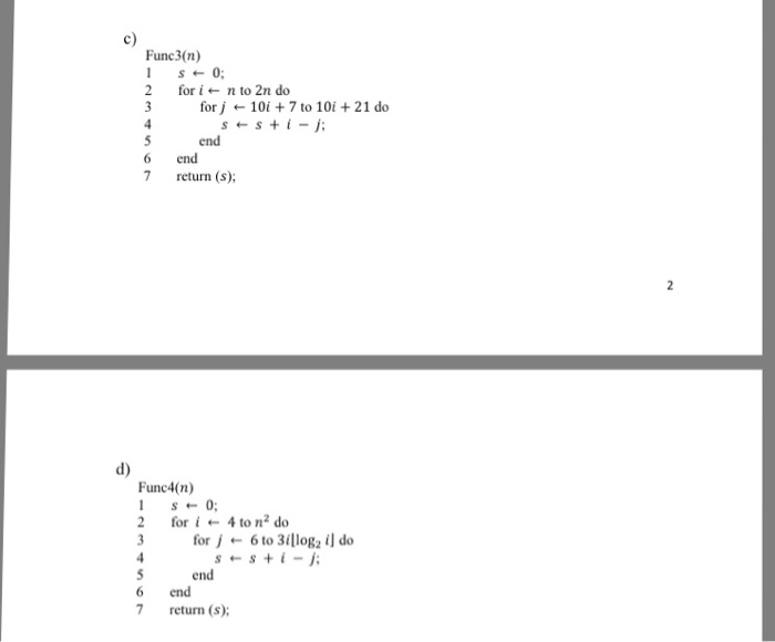 Solved 2 Determine The Running Time Of The Following