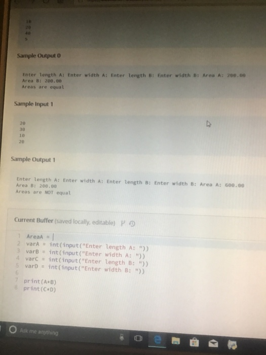 Solved Problem The area of a rectangle is the rectangle's | Chegg.com