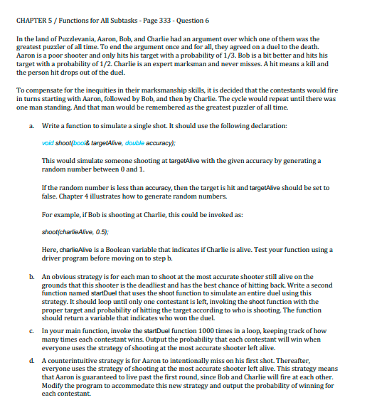 Solved CHAPTER 5 / Functions for All Subtasks - Page 333 - | Chegg.com