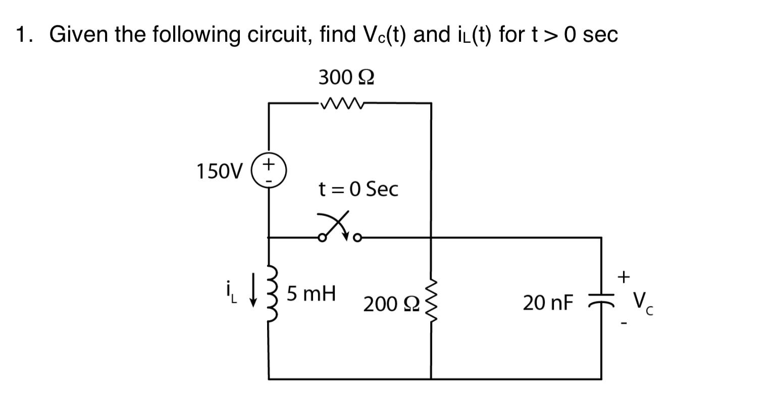 Solved 1. Given the following circuit, find Vo(t) and il(t) | Chegg.com