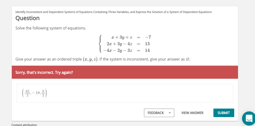 Solved Identify Inconsistent and Dependent Systems of | Chegg.com