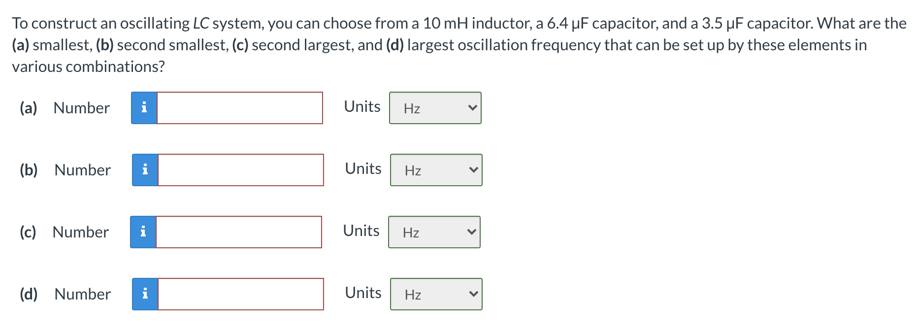 Solved To construct an oscillating LC system, you can choose | Chegg.com