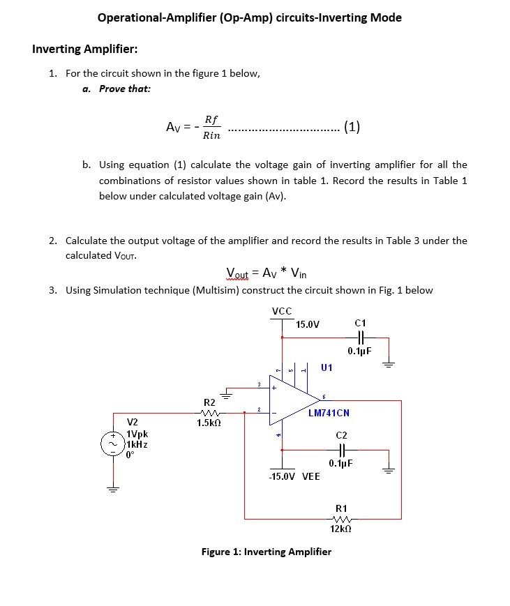 Solved Operational-Amplifier (Op-Amp) circuits-Inverting | Chegg.com