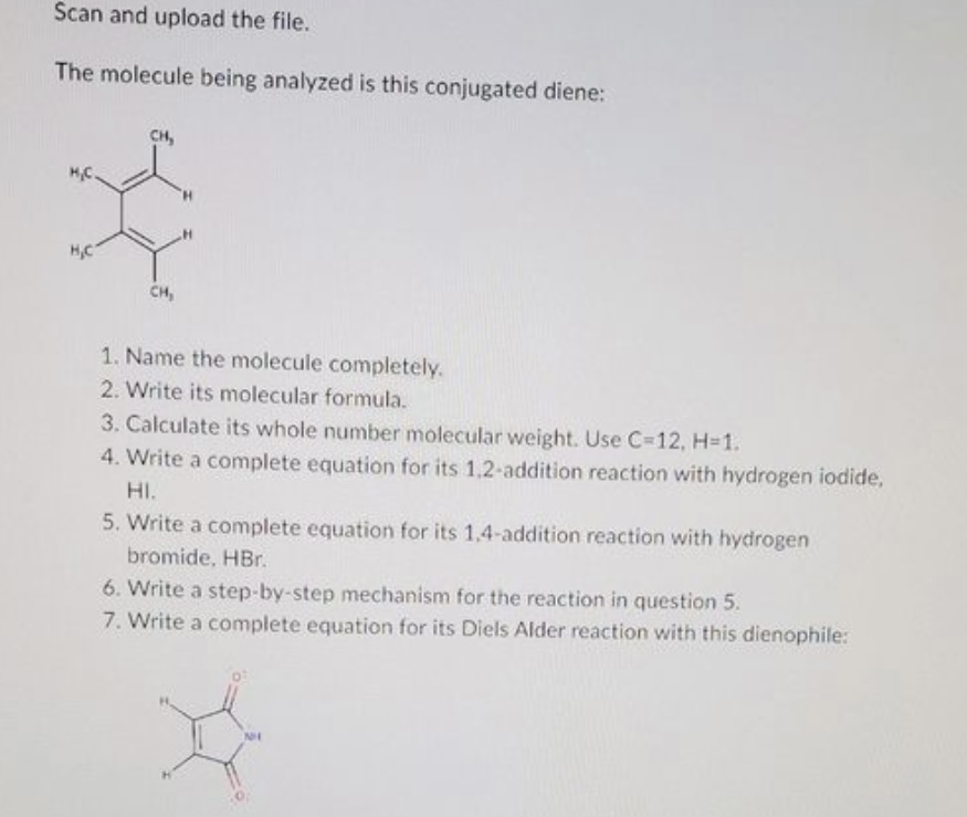 Solved Scan and upload the file. The molecule being analyzed | Chegg.com