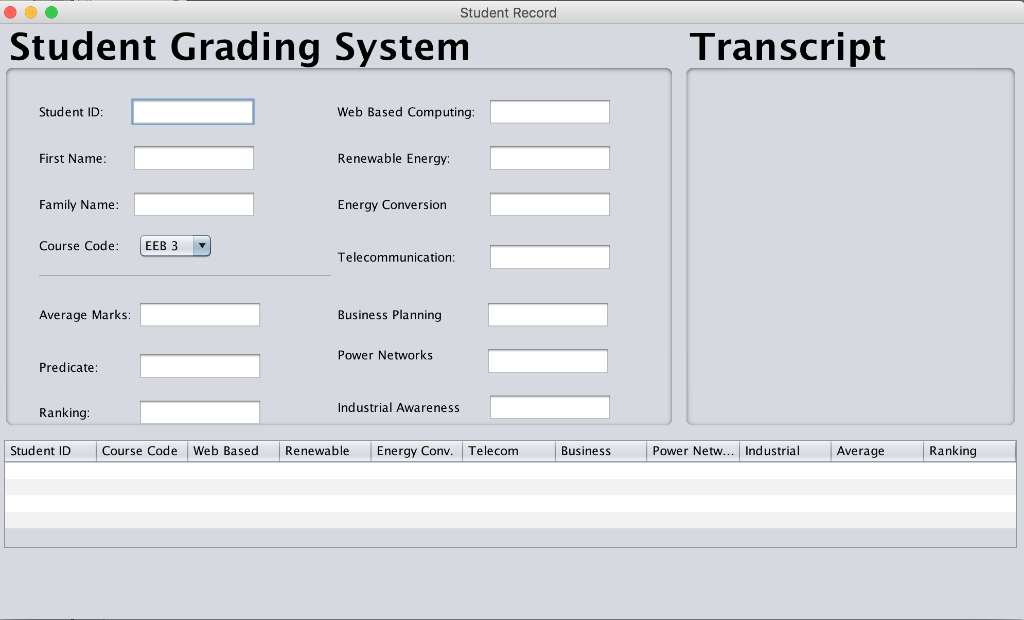 Solved Student Record Student Grading System Transcript | Chegg.com