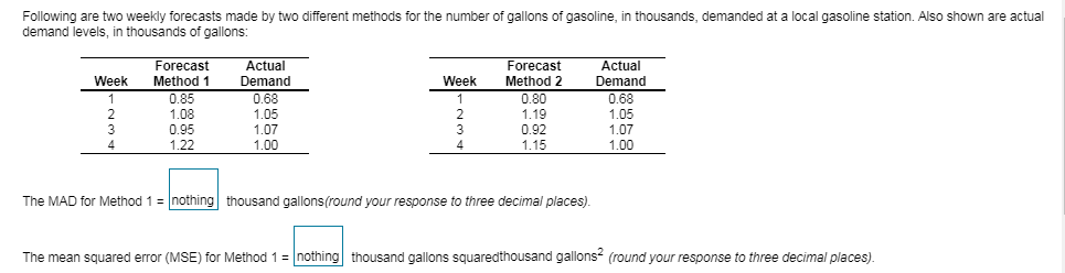 Solved Following are two weekly forecasts made by two | Chegg.com