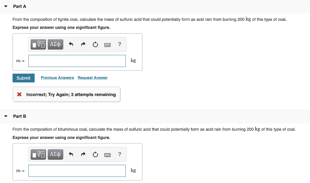 Part A From the composition of lignite coal, | Chegg.com