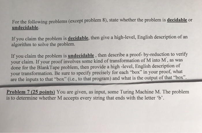 Solved For the following problems (except problem 8), state | Chegg.com