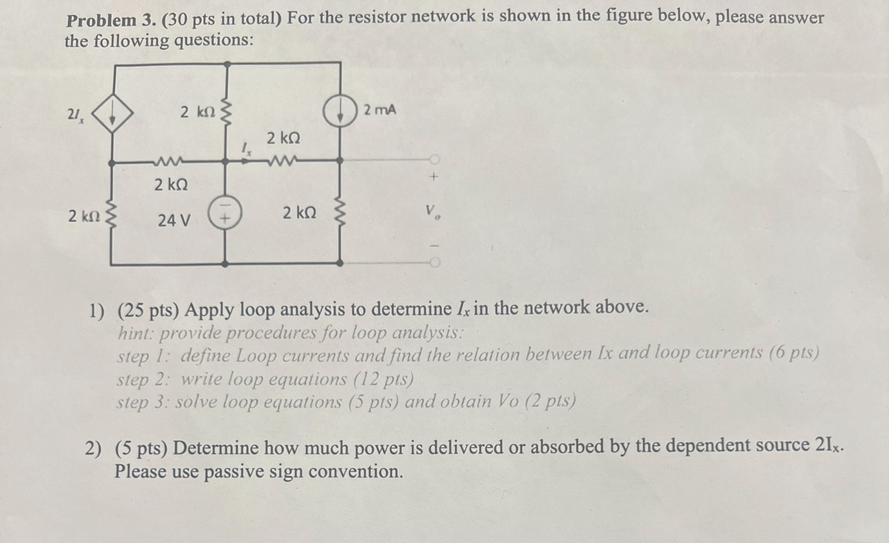 Solved Problem 3. (30 pts in total) For the resistor network | Chegg.com