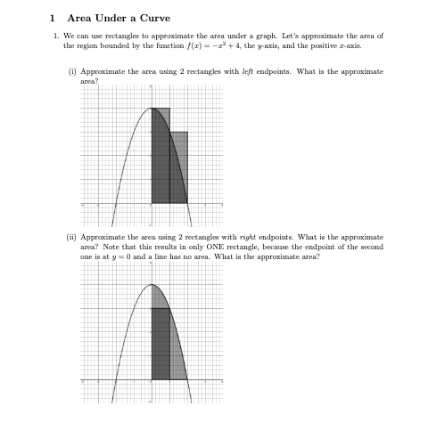 Solved 1 Area Under a Curve 1. We can use rectangles to | Chegg.com