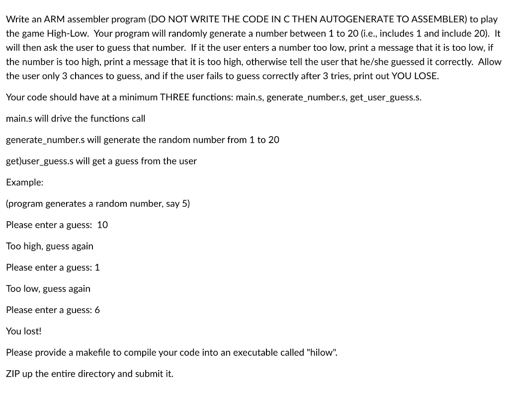 Solved Write An Arm Assembler Program Do Not Write The Code