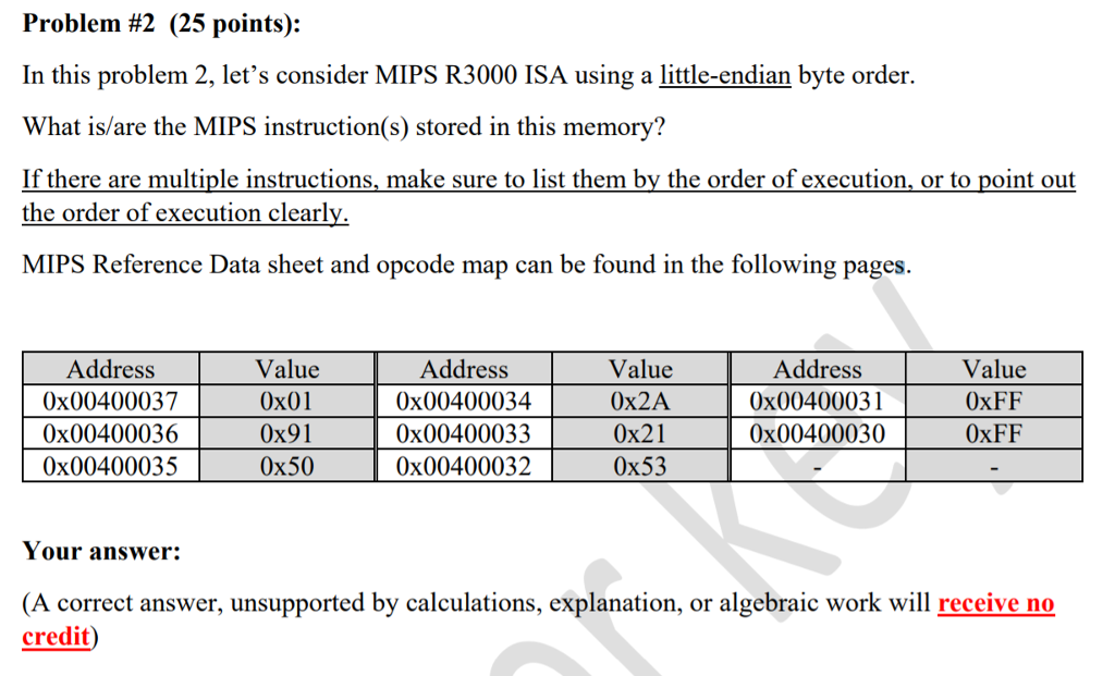In this problem 2, let’s consider MIPS R3000 ISA | Chegg.com