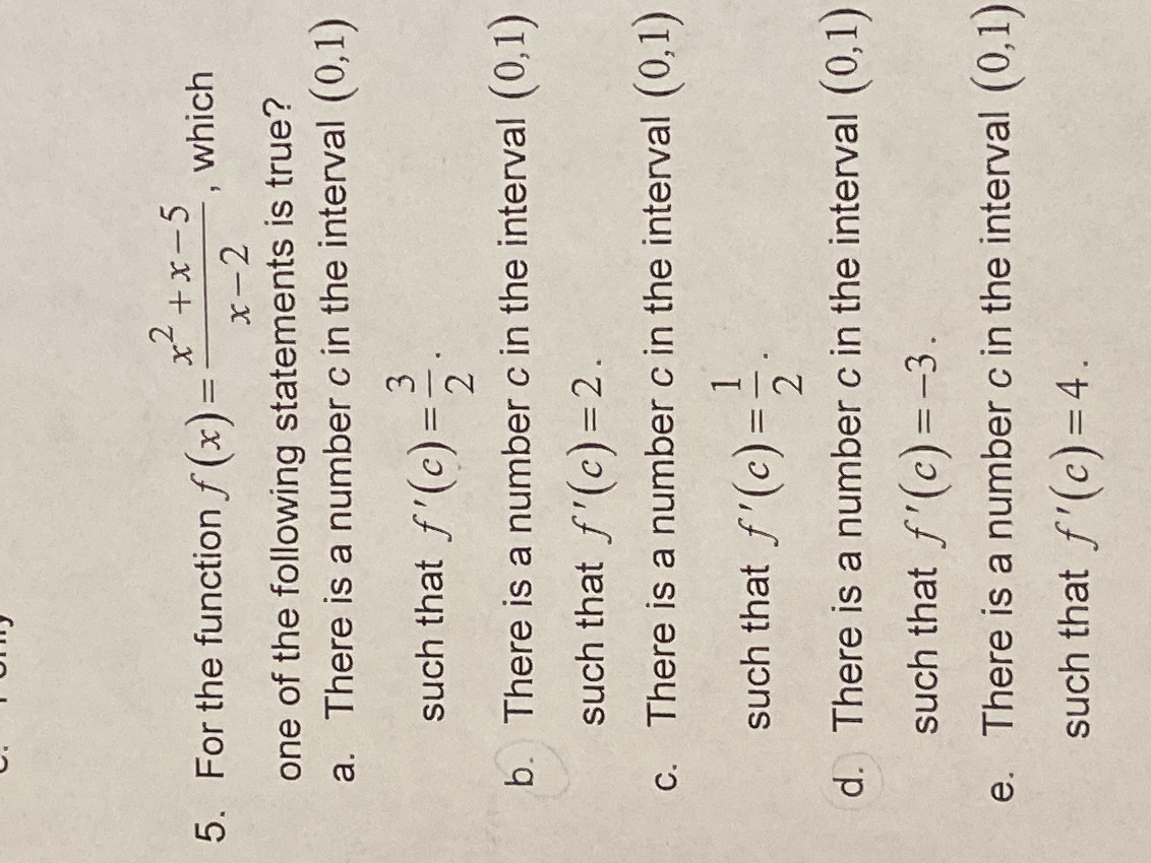 Solved 5. For the function f(x)=x^2+x-5/x-2, which one of | Chegg.com