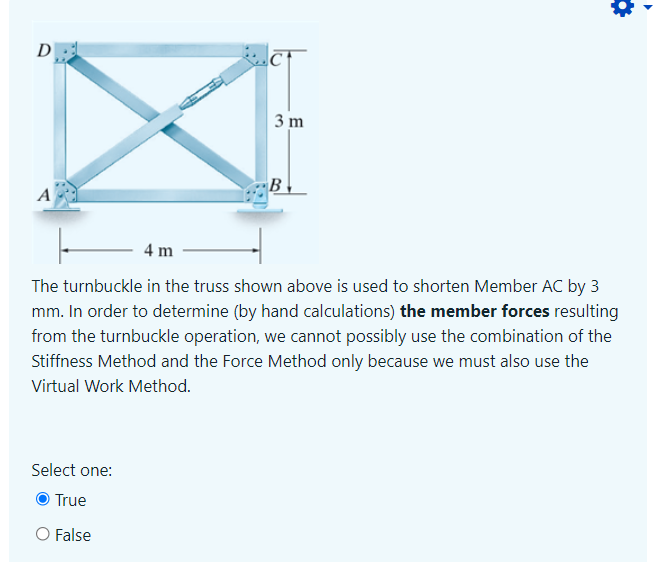 Solved D 3 m А 4 m The turnbuckle in the truss shown above | Chegg.com
