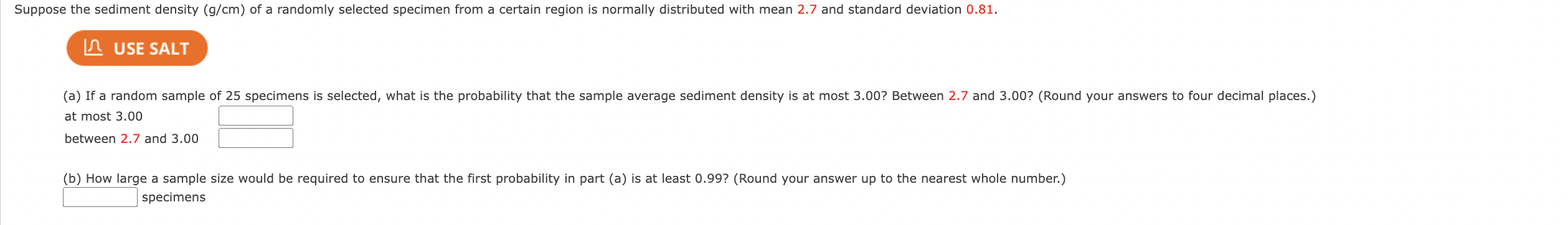 Solved Suppose the sediment density (gcm) ﻿of a randomly | Chegg.com