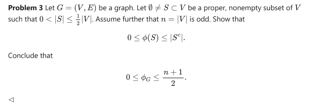 Solved Problem 3 Let G=(V,E) be a graph. Let ∅ =S⊂V be a | Chegg.com