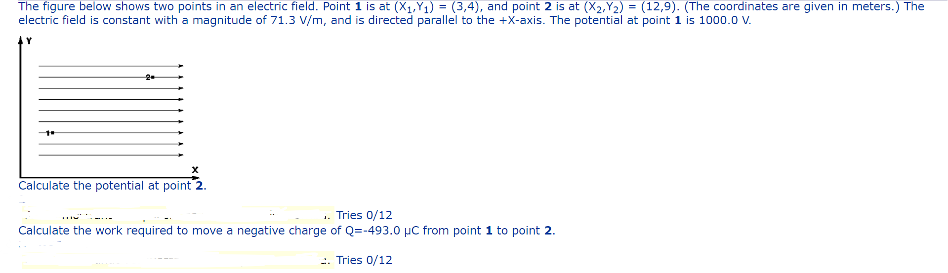 Solved The Figure Below Shows Two Points In An Electric
