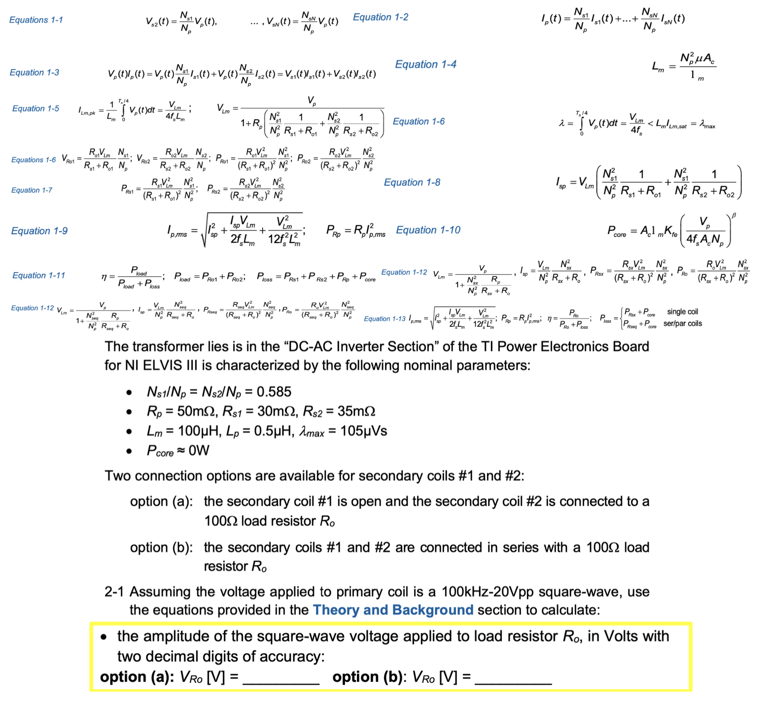 Solved Equations 1-1 Vs2(t)=NρNs1Vp(t),…,VsN(t)=NρNsNVp(t) | Chegg.com