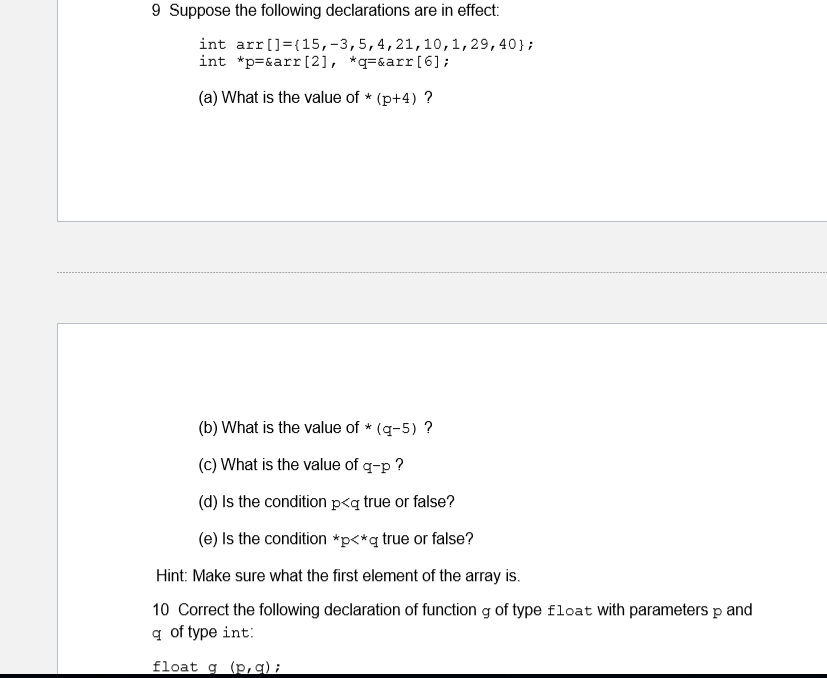 Solved 9 Suppose The Following Declarations Are In Effect
