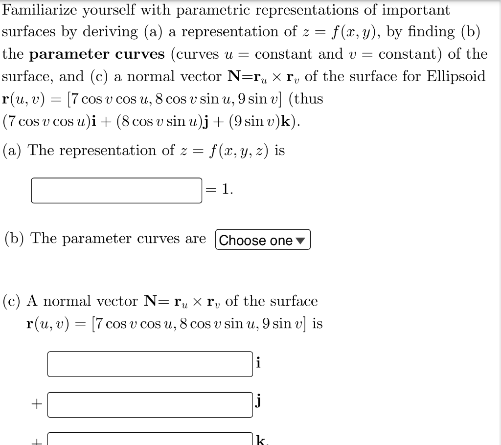 Solved Familiarize yourself with parametric representations | Chegg.com