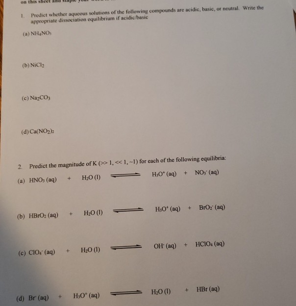 Solved on this sheel S 1. Predict whether aqueous solutions | Chegg.com