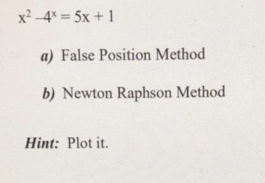 x2_4x = 5x + 1 a) False Position Method b) Newton | Chegg.com