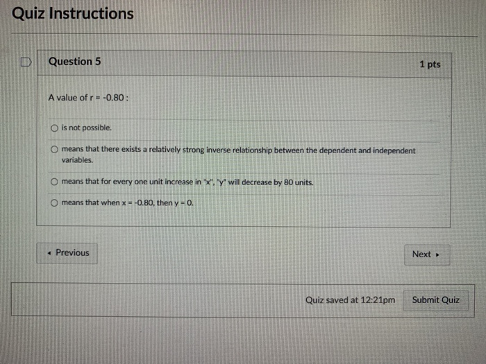 Solved Quiz Instructions D Question 5 1 pts A value of r | Chegg.com Solved Quiz Instructions D Question 5 1 pts A value of r | Chegg.com