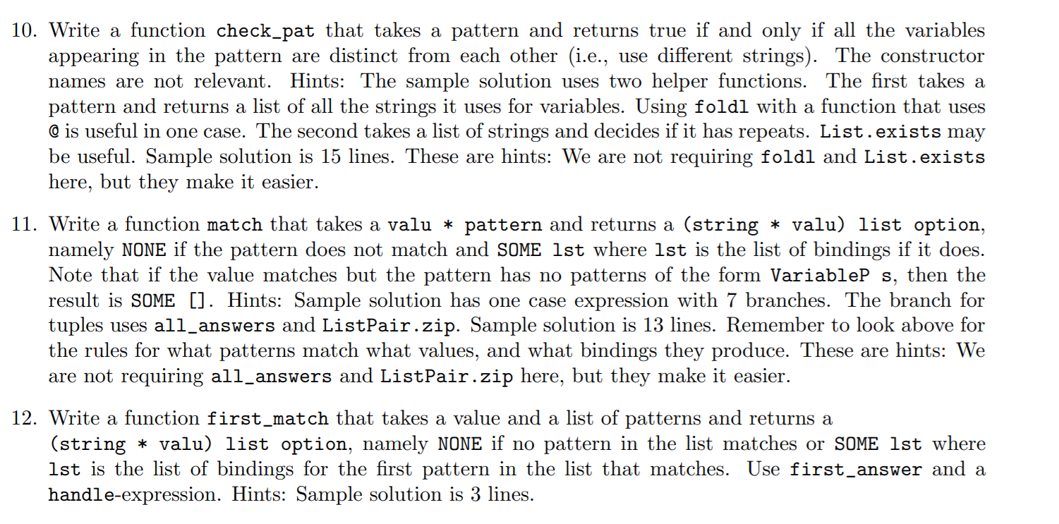 Using SML, can you please provide explanations for | Chegg.com