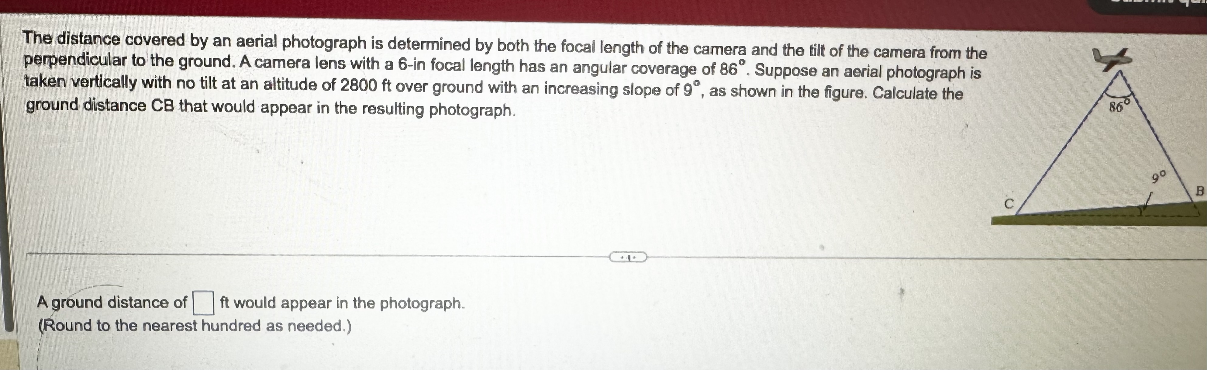 Solved The distance covered by an aerial photograph is | Chegg.com