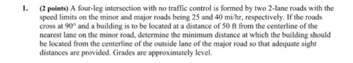 Solved (2 points) A four-leg intersection with no traffic | Chegg.com