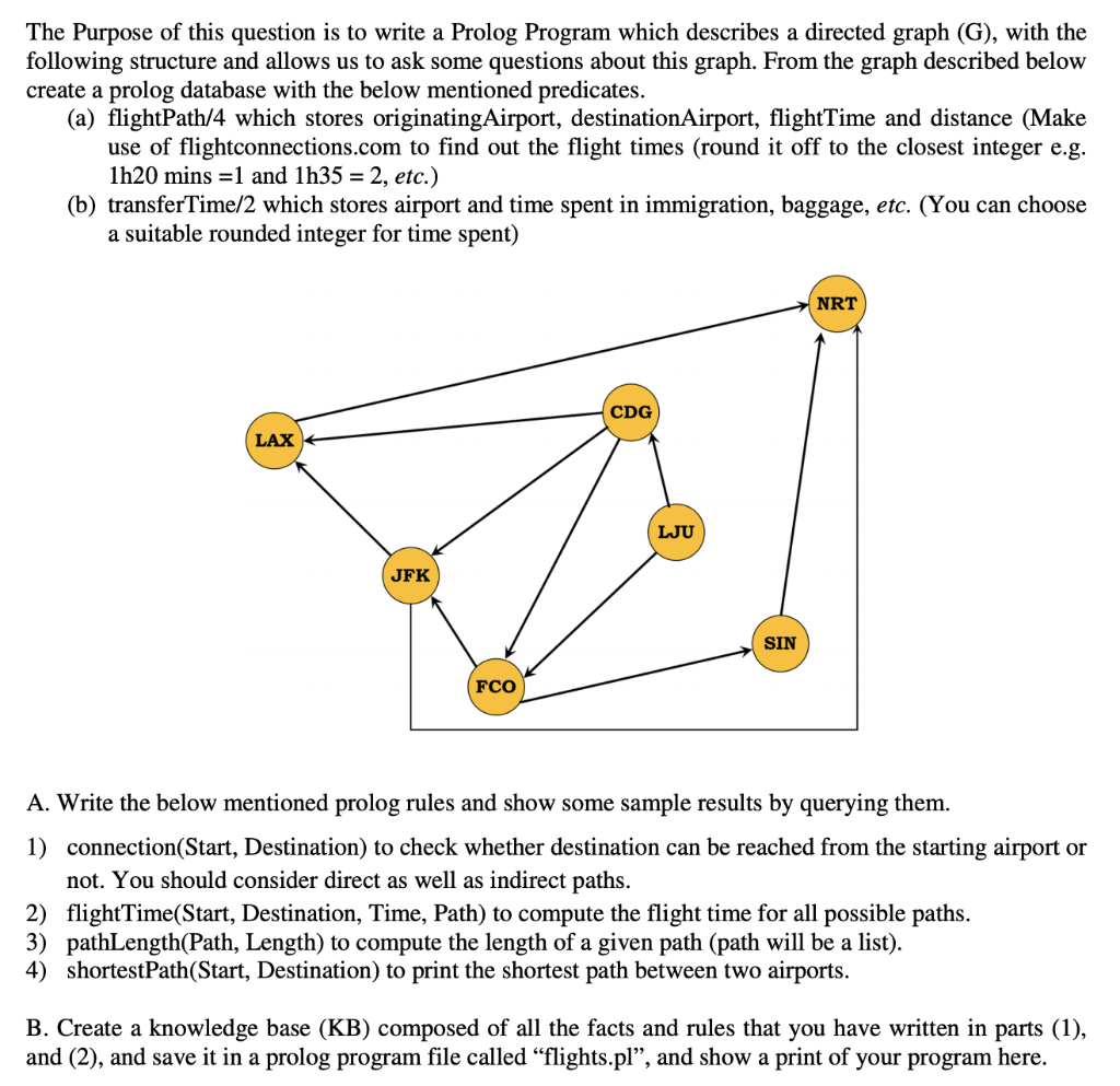 The Purpose of this question is to write a Prolog | Chegg.com