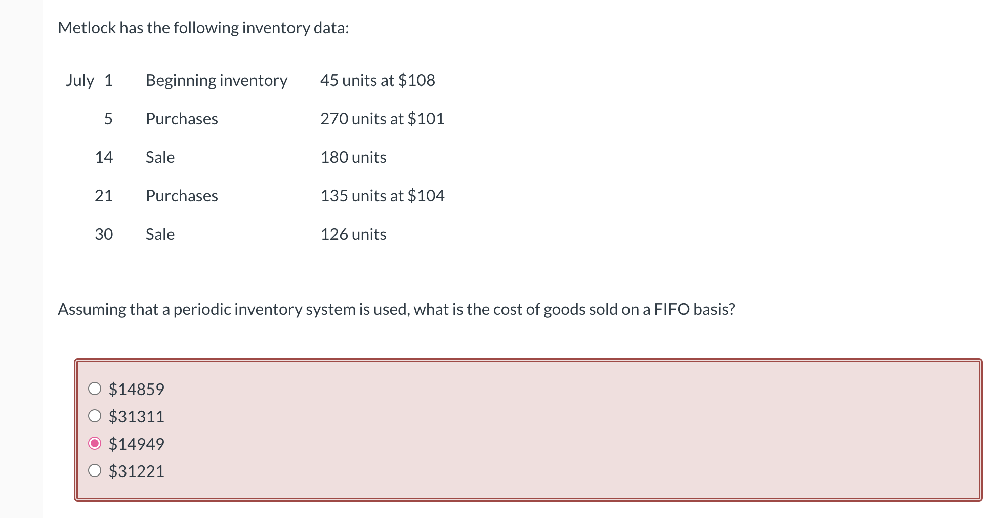Solved Metlock has the following inventory data: Assuming | Chegg.com