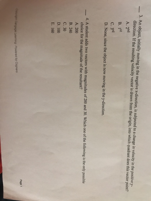 Solved 3. An object, initially moving in the negative | Chegg.com