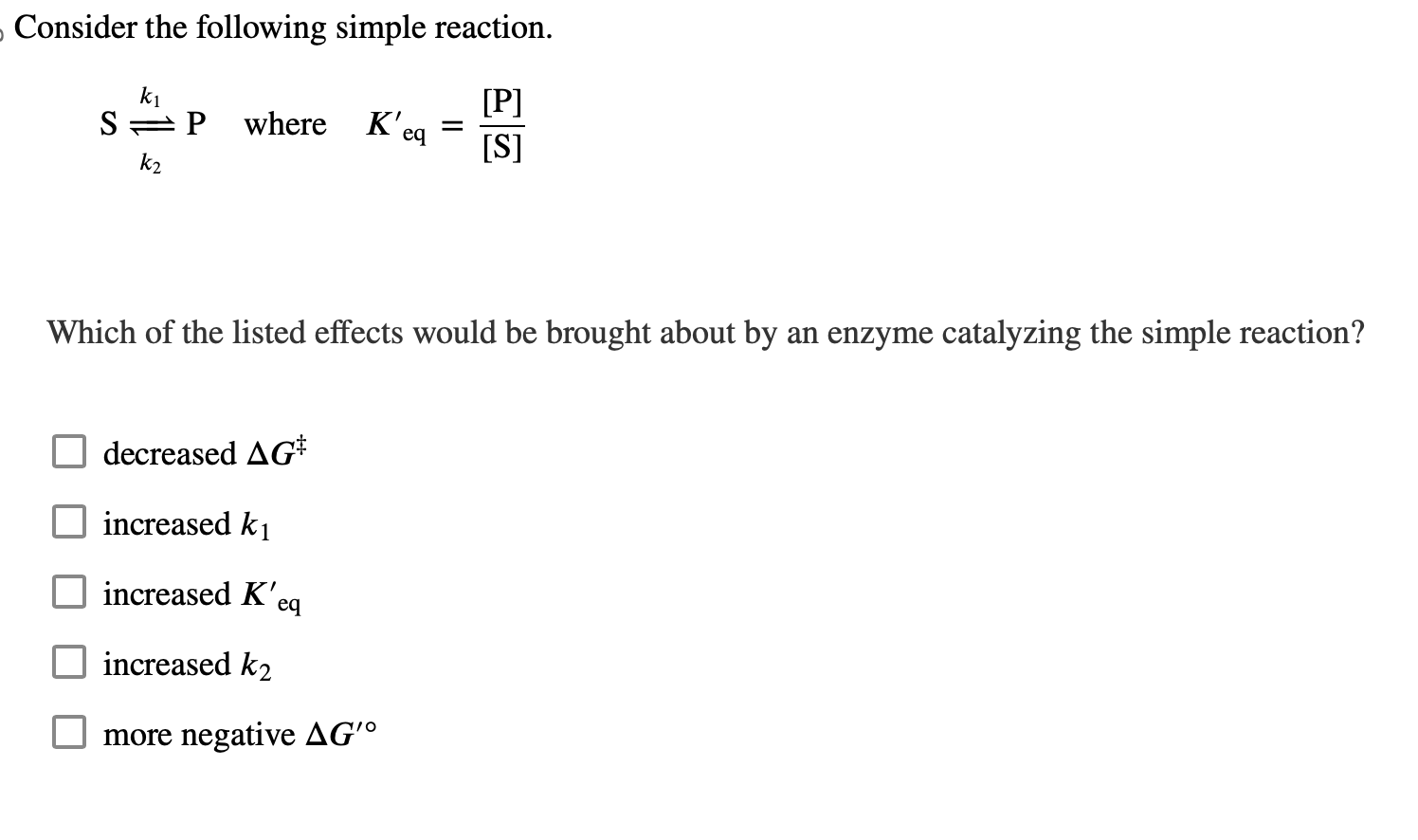 Solved Consider the following simple reaction. Sk2⇌k1P where | Chegg.com