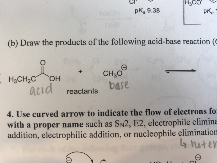 Solved Cl H3CÖ pKa 9.38 pKa 1 (b) Draw the products of the | Chegg.com