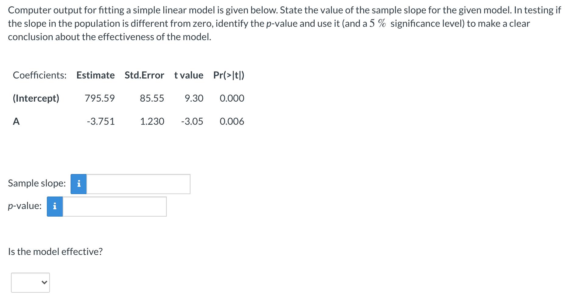 Solved Computer output for fitting a simple linear model is | Chegg.com