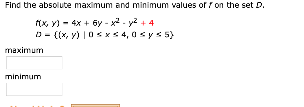 Solved Find the absolute maximum and minimum values of f on | Chegg.com